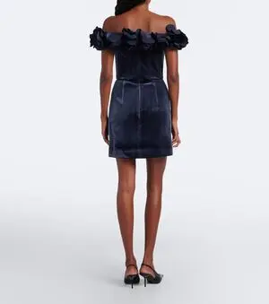 Rebecca Vallance Charles Floral-appliqué Velvet Minidress