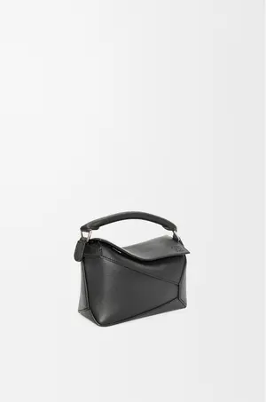 Loewe Mini Puzzle Edge Bag In Classic Leather Skin - Black