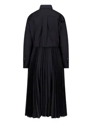 Sacai Midi Dress In Pleated Poplin