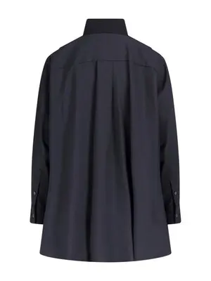 Sacai Maxi Shirt In Satin Crepe - Black