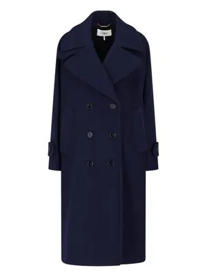Chloé Virgin Wool Double-breasted Coat - Blue