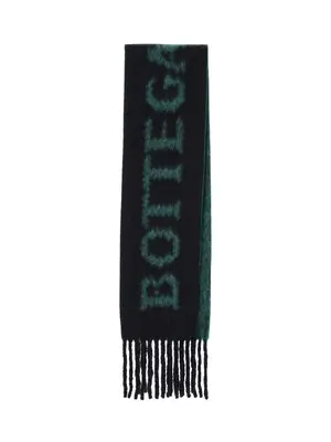 Bottega Veneta Jacquard Scarf In Wool And Mohair - Black