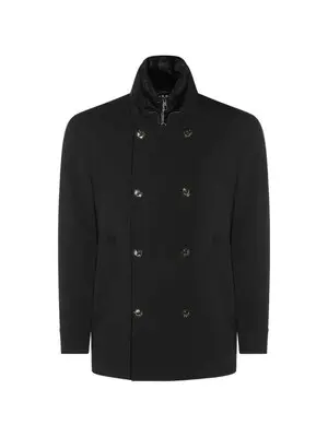 MONTECORE Double-breasted High-neck Coat - Black