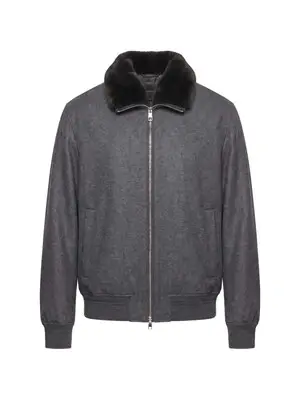 MONTECORE Faux-fur Collar Bomber Jacket Grey