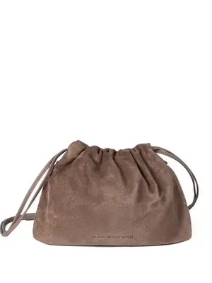 Brunello Cucinelli Suede Bc Duo Pouch - Beige