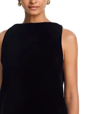 Brandon Maxwell Sable Boat Neck Mini Dress