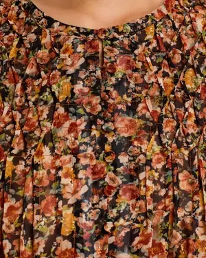 Aqua Ditsy Floral Button Front Top Exclusive