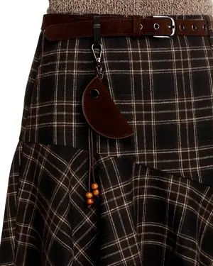 Aqua Belted Plaid Asymmetrical Skirt Exclusive