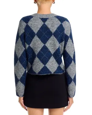 Aqua Argyle Crewneck Long Sleeve Sweater Exclusive