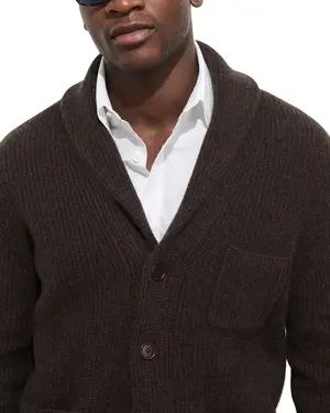 ALEX MILL Wallace Relaxed Fit Washed Cashmere Cardigan - Espresso