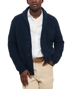 ALEX MILL Wallace Relaxed Fit Washed Cashmere Cardigan Navy