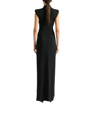 Balmain Long Jersey Dress With Leg Slit - Black