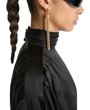 Balmain Silk Satin Blouse With Tie Detail