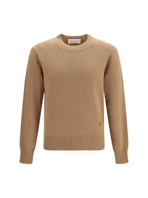 AMI Paris Cashmere And Wool Blend Sweater - Brown