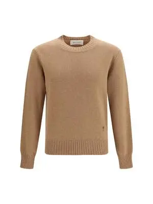 AMI Paris Cashmere And Wool Blend Sweater - Brown
