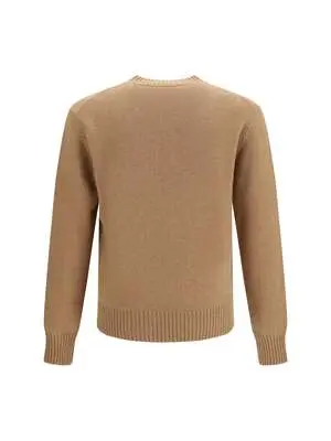 AMI Paris Cashmere And Wool Blend Sweater - Brown