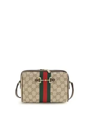 Gucci Small Horsebit Web Camera Bag Shoulder Bag - Cream