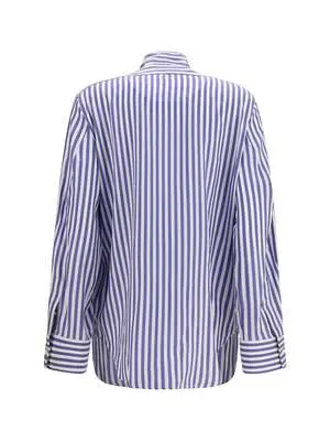 Givenchy Silk Striped Cocoon Shirt With Bow