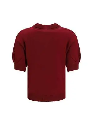 Alessandra Rich Merino Wool Polo Shirt With Buttons