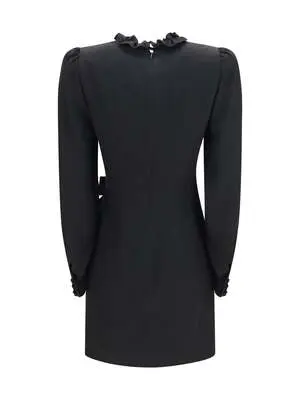 Alessandra Rich Silk Jacquard Mini Dress With Ruffles