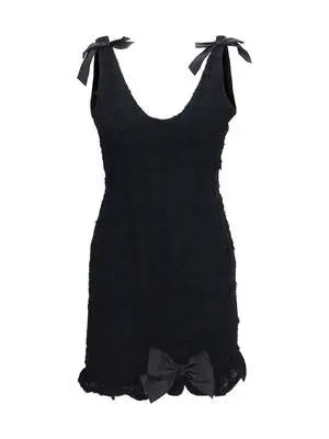 Alessandra Rich Checked Bouclé Tweed Mni Dress With Bows - Black