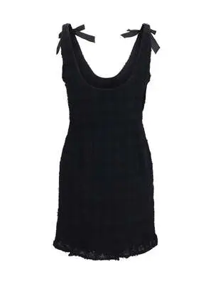 Alessandra Rich Checked Bouclé Tweed Mni Dress With Bows
