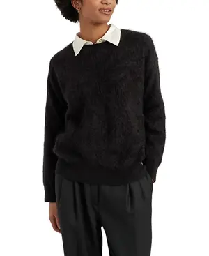 Chinti & Parker Brushed Cashmere Crew Neck Sweater - Black