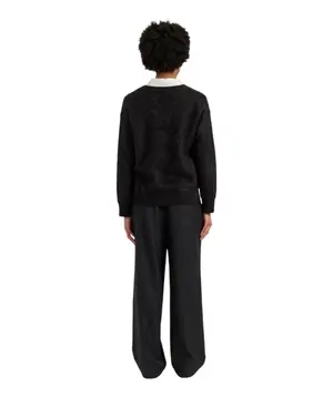 Chinti & Parker Brushed Cashmere Crew Neck Sweater - Black