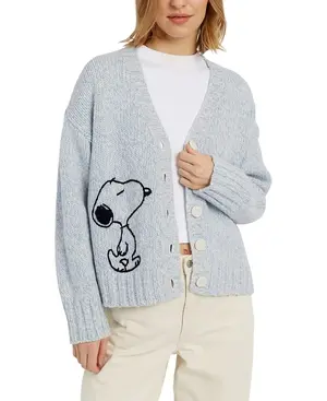 Chinti & Parker Merino Snoopy Marl Cardigan - Multi Blue