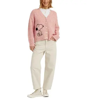 Chinti & Parker Merino Snoopy Marl Cardigan - Multi Pink