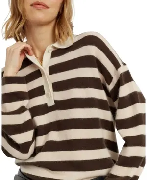 Chinti & Parker Merino Stripe Polo Top - Pink