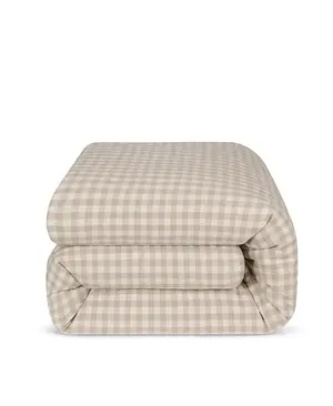 PIGLET IN BED Pembroke Gingham Linen Blend Duvet Cover, Twin - Oatmeal