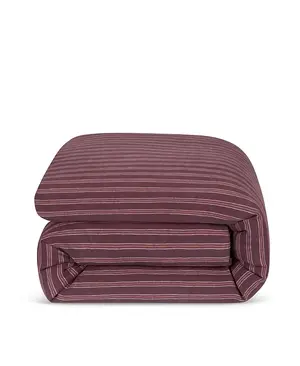 PIGLET IN BED Walderton Stripe Linen Duvet Cover, Queen - Berry