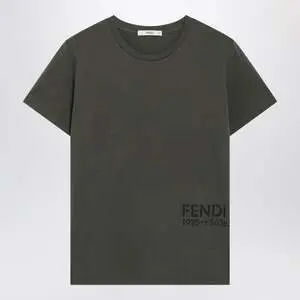 Fendi Military Cotton T-shirt With Logo - Green