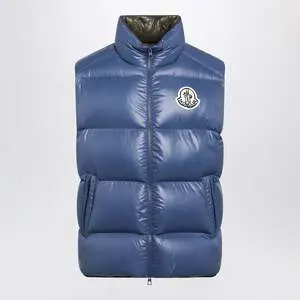 Moncler Light Padded Gilet In Nylon Laque - Blue