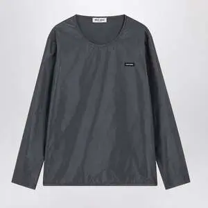 Miu Miu Hematite Grey Blouse In Re-nylon - Gray