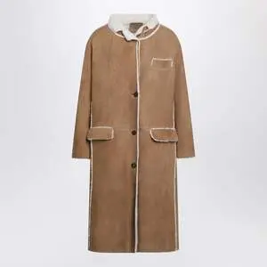 Prada Camel Shearling Coat - Cream