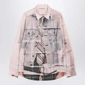 Acne Studios Cotton Shirt With Trompe-lâ€å“il Print - Pink