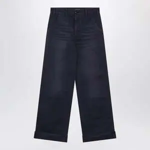 Acne Studios Navy Cotton Twill Trousers - Blue