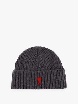 AMI Paris Virgin Wool Hat With Embroidered Logo On The Front - Multicolor