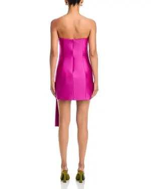 Aqua Short Power Sateen Strapless Side Tie Dress Exclusive - Magenta