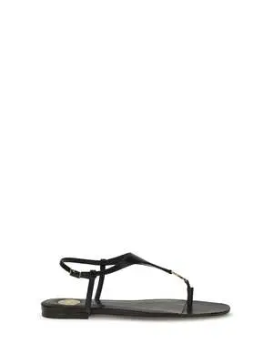 Saint Laurent Cassandre Leather Sandals - Black