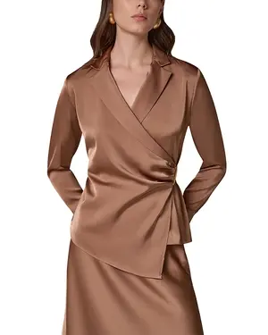 Donna Karan New York Hardware Trim Faux Wrap Blouse