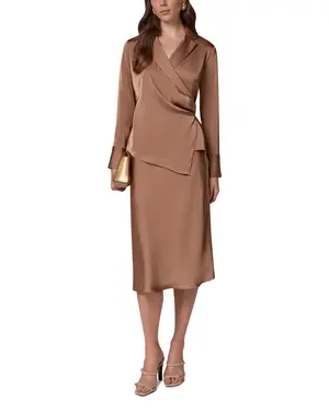 Donna Karan New York Hardware Trim Faux Wrap Blouse