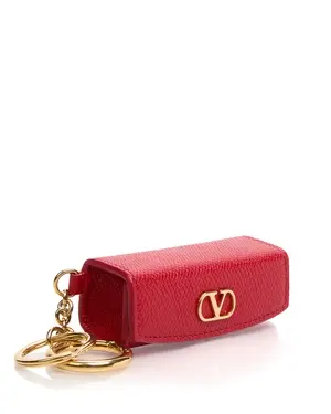 Valentino Garavani Vlogo Grained Leather Lipstick Keychain