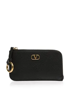 Valentino Garavani Vlogo Grained Leather Coin Purse - Black