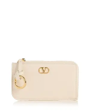 Valentino Garavani Vlogo Grained Leather Coin Purse - Light Ivory