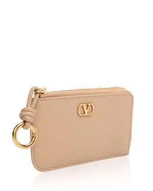 Valentino Garavani Vlogo Grained Leather Coin Purse - Sand