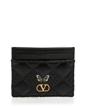 Valentino Garavani Vlogo Quilted Leather Card Case - Black Multi