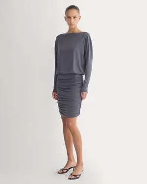 Everlane Drapey Jersey Ruched Mini Dress - Graphite